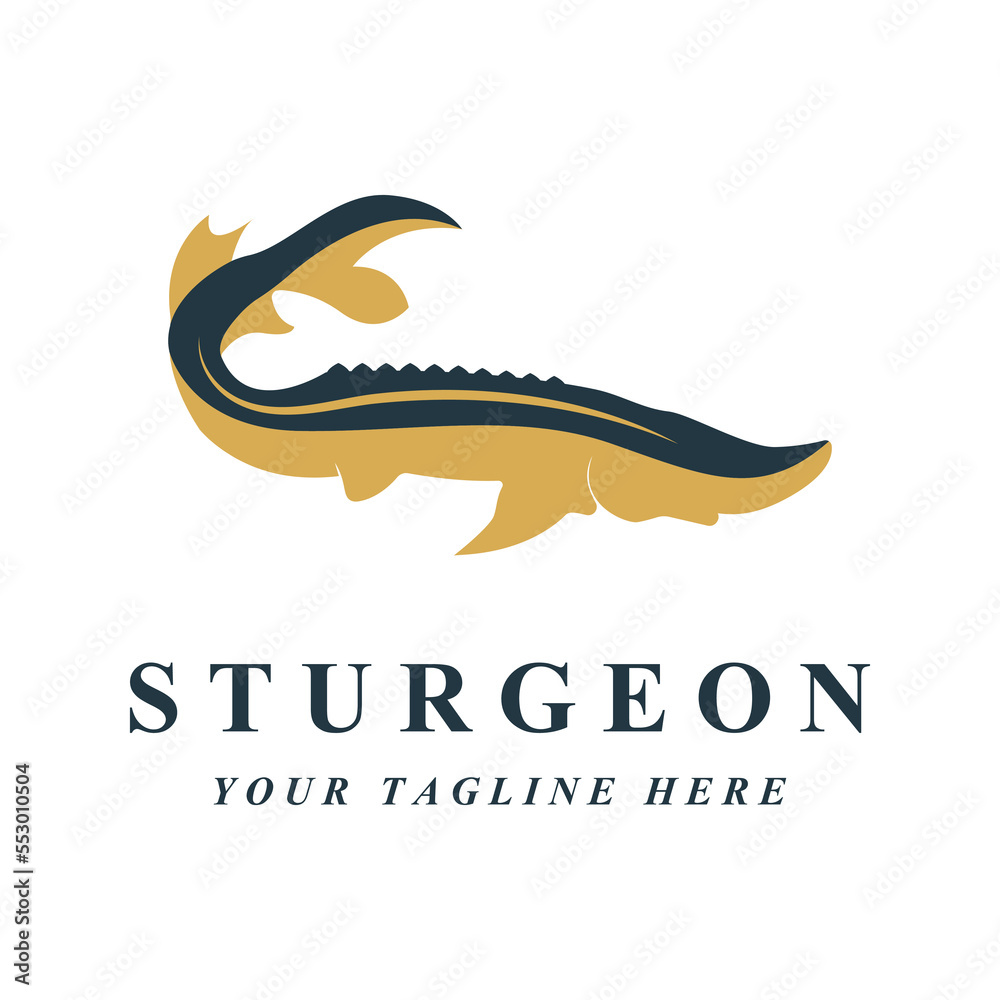 sturgeon logo and vector with slogan template Stock Vector | Adobe Stock
