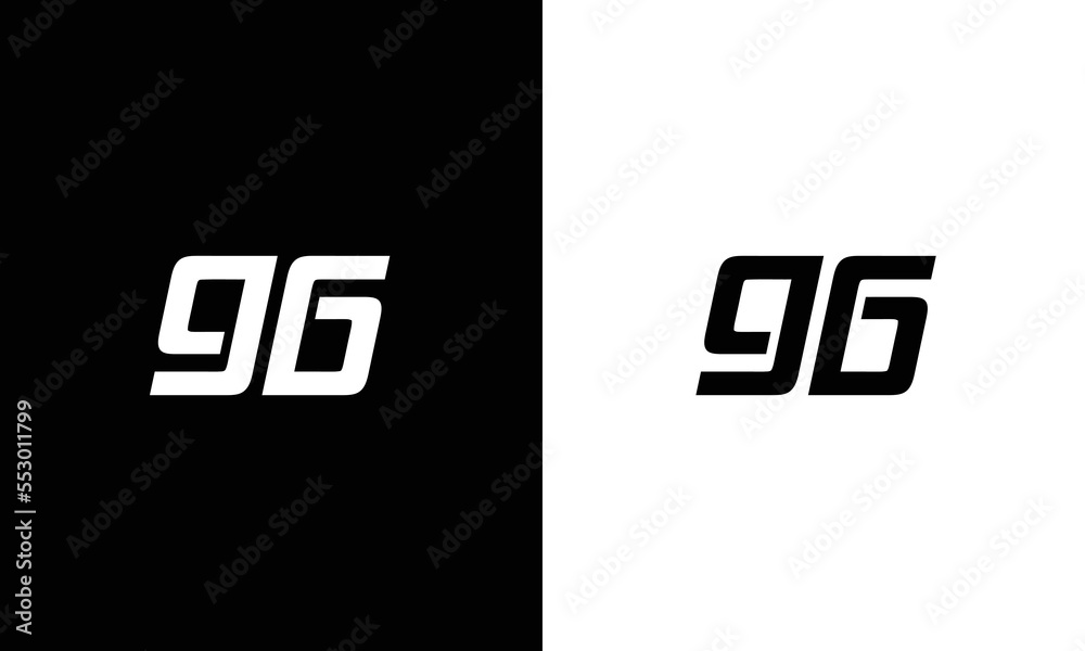 Trendy and Minimalist Letter GG Logo Design in Black and White Color ...
