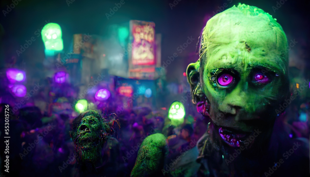 Green zombie. AI generated background. Stock Illustration | Adobe Stock