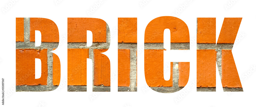 The word 'brick' in red brick letters on transparant background, png ...