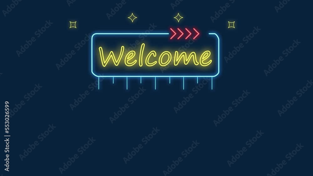 Welcome in neon lights, logo design Stock Video | Adobe Stock