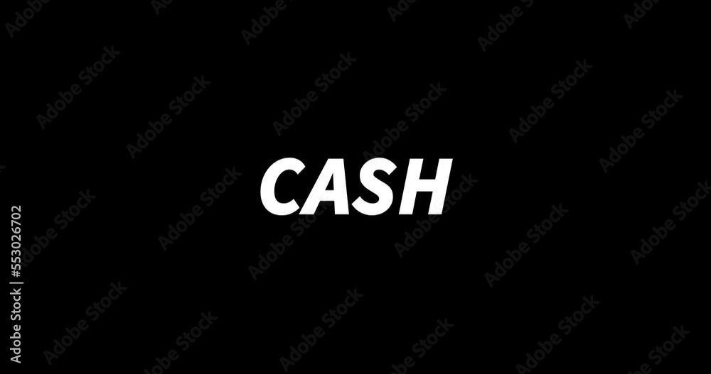 CASH text animation on black background. Modern text animation, written ...