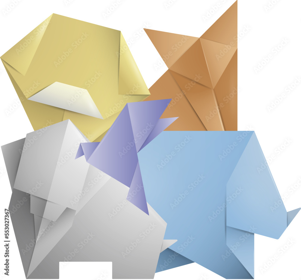 Simple origami symbol of Animals.Template for design poster,book ...
