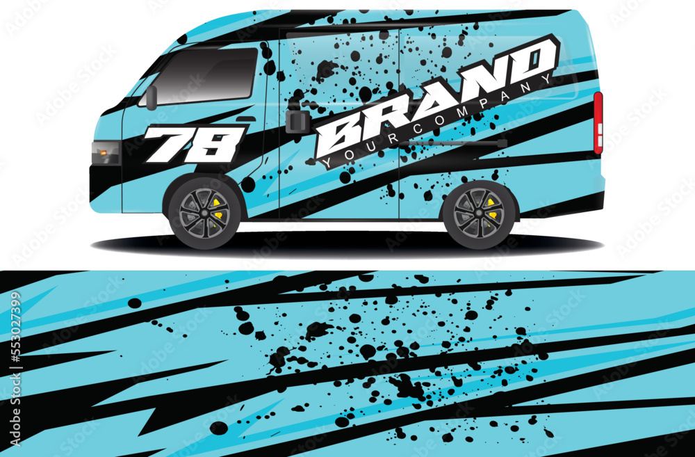 cargo van wrap sticker design. Abstract graphic line racing background ...