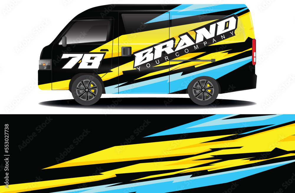 cargo van wrap sticker design. Abstract graphic line racing background ...