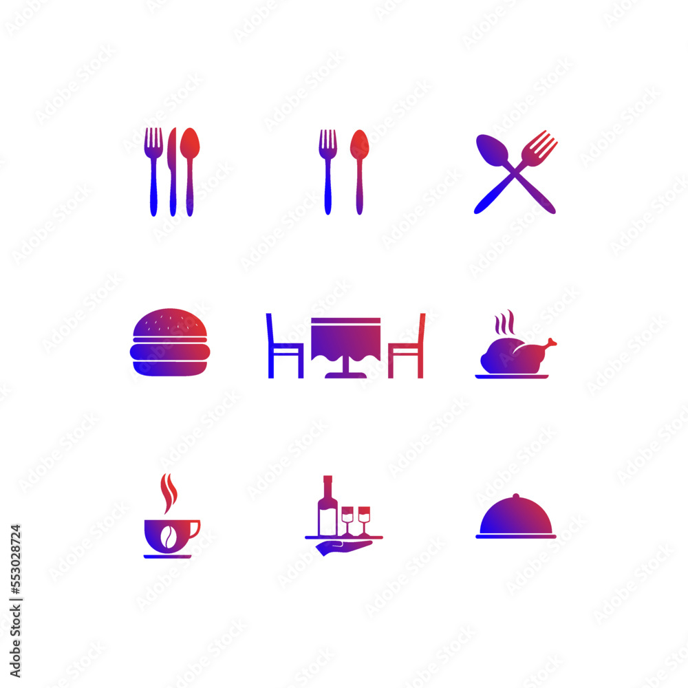 a set of food and beverage vector graphics illustrations, great to use ...