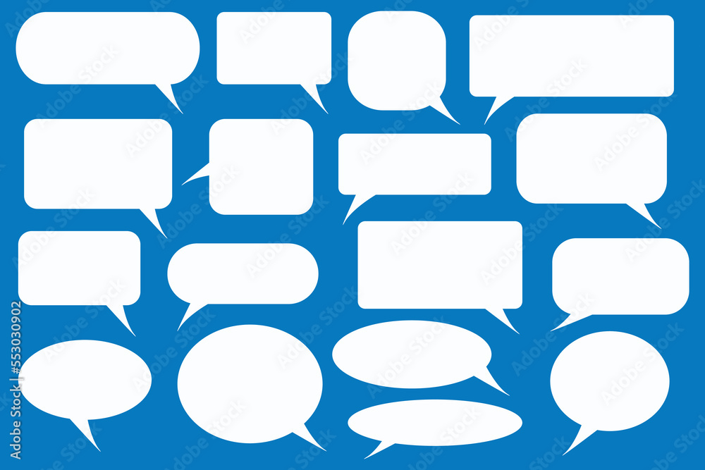 Set of speech bubbles. Speak bubble text, cartoon chatting box, message ...