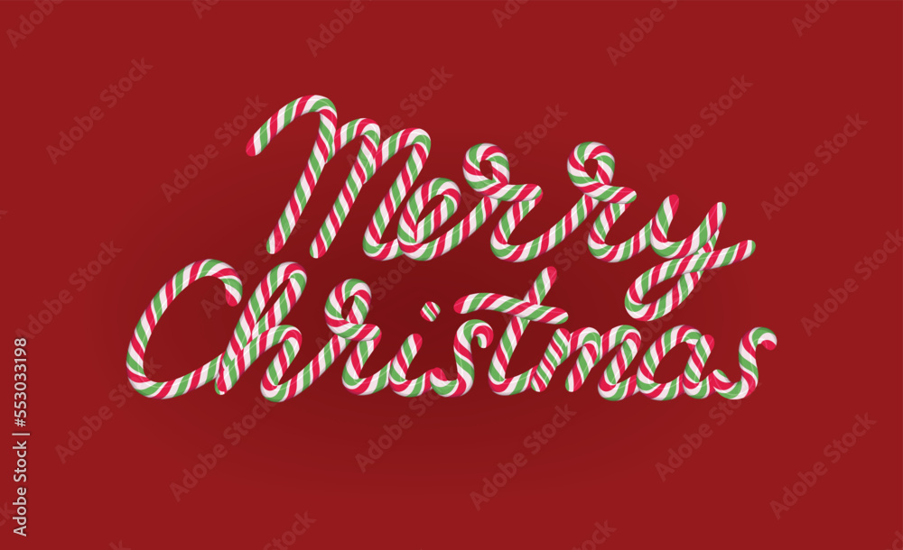 Merry Christmas text in candy cane pattern. Brush included. Greeting ...