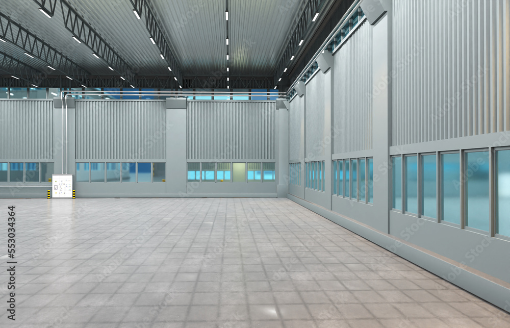 Industrial architecture. Empty factory building. Factory interior ...
