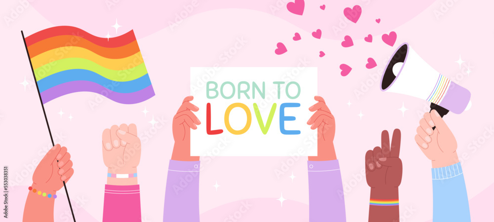 Lgbtq love parade support banner. Trans gay community pride flags ...