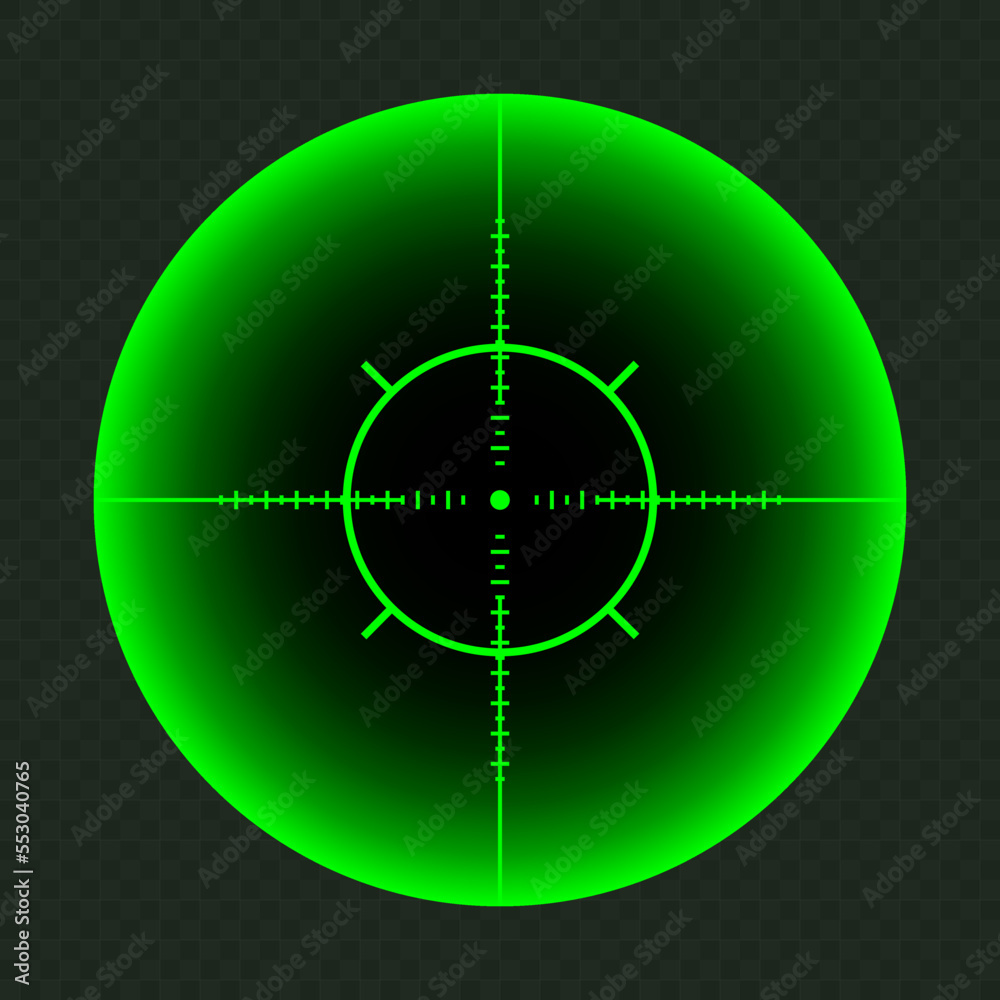 Weapon night sight, sniper rifle optical scope. Hunting gun viewfinder ...