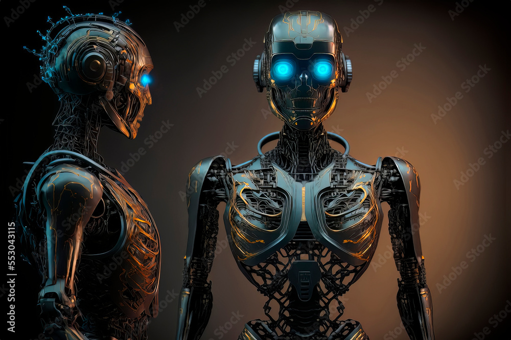 Robots. Futuristic interpretation Future 2025. Illustration for ...