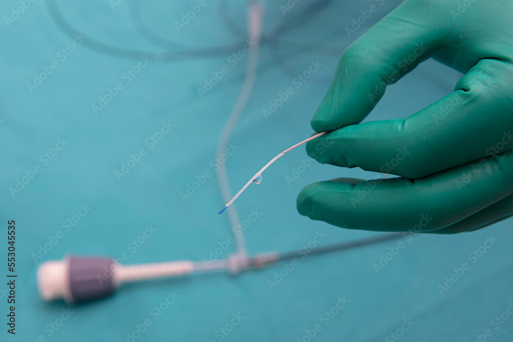 Optical coherence tomography (OCT). Purge catheter with contrast ...