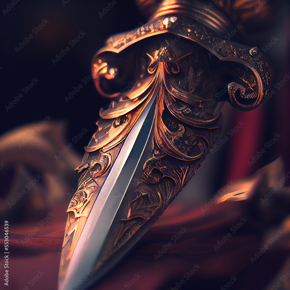 Ancient dagger close up render Stock Illustration | Adobe Stock