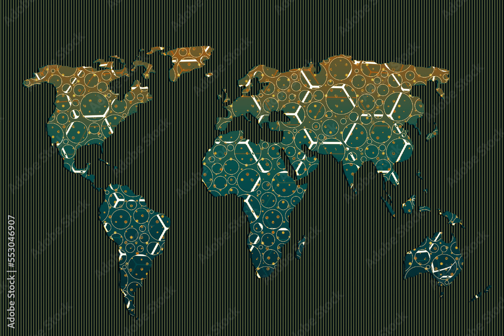 Roughly outlined world map. Poster of world, earth map. Planet map with ...
