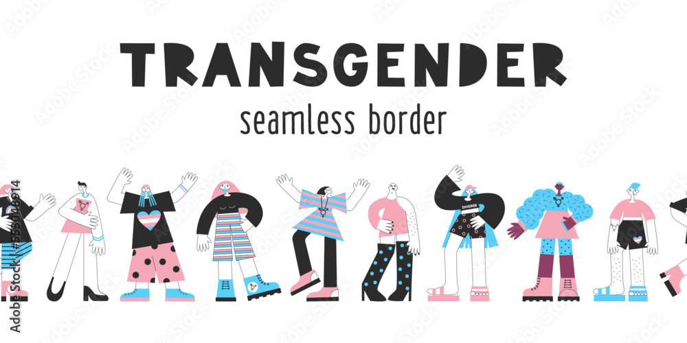 Poster Transgender mtf and ftm people seamless border – Wall Art ...