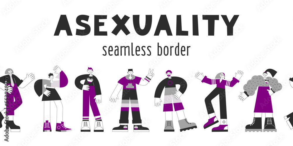 Asexual people seamless border. Ace awareness and visibility. Diversity ...