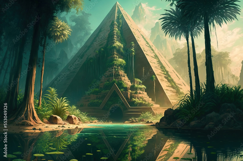 Desert with the mysterious pyramids of ancient Egypt. Fantasy desert ...