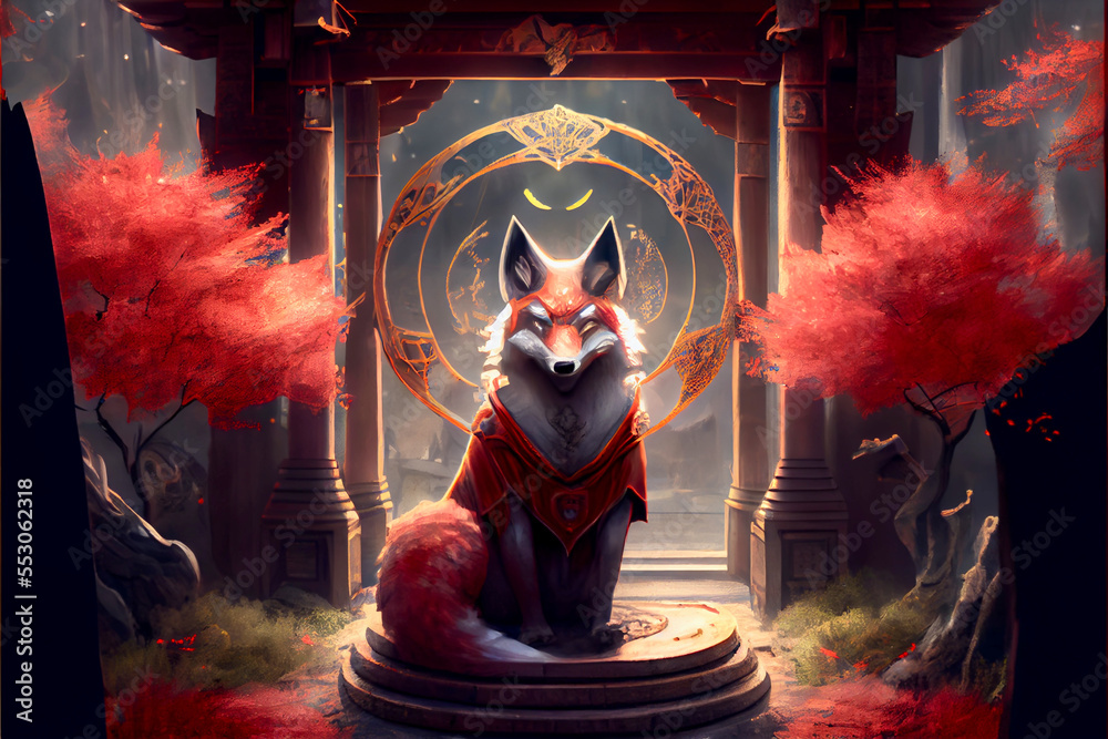 Generative AI abstract render of a Japanese mythical creature Stock ...