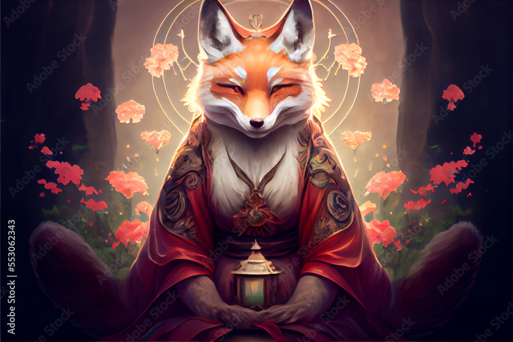 Generative AI abstract render of a Japanese mythical creature Stock ...