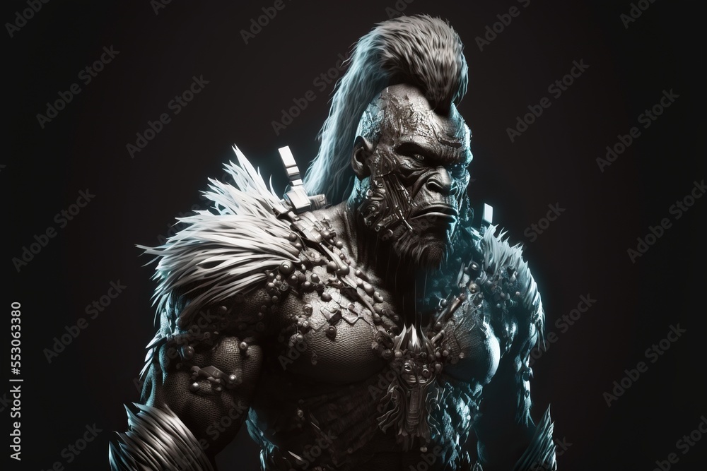 Yeti-Gorilla Warrior. Abonimable muscular bigfoot male. Character ...
