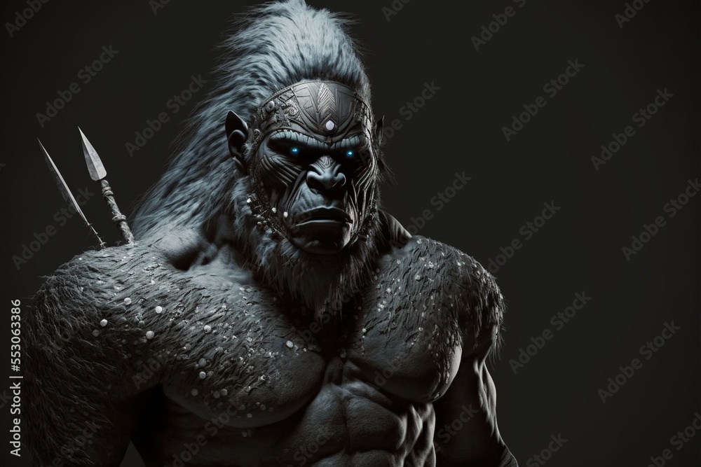 Yeti-Gorilla Warrior. Abonimable muscular bigfoot male. Character ...