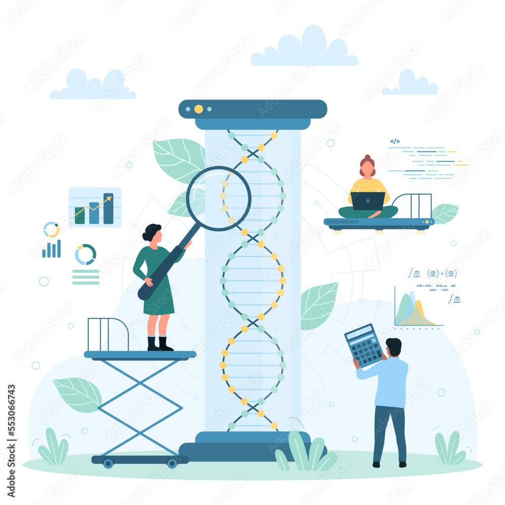 Vetor de Genetic test and gene analysis, science technology vector ...
