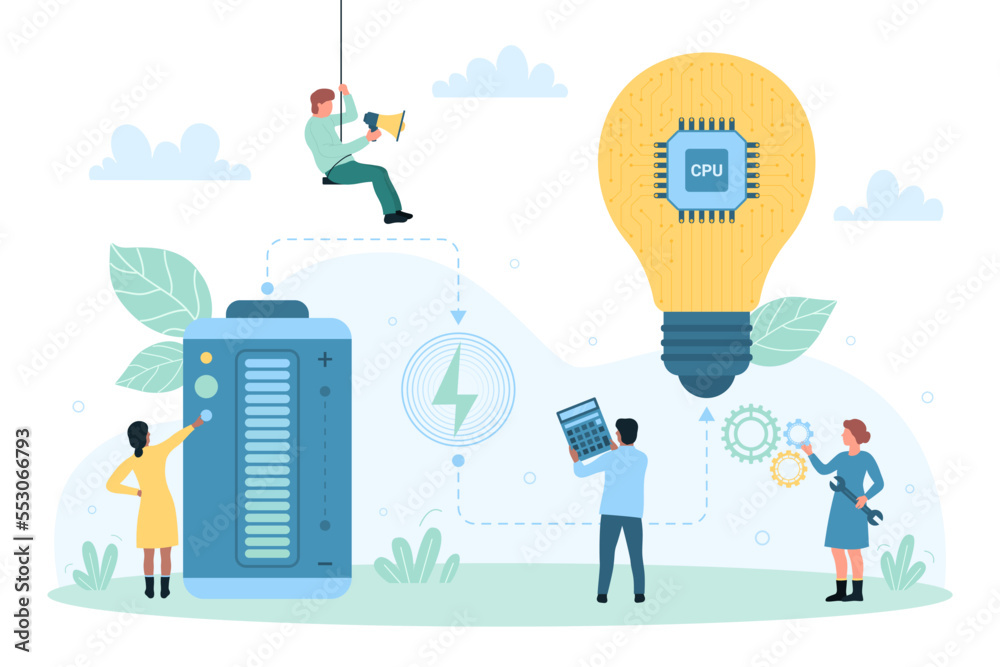Green energy technology and innovation, electricity vector illustration ...
