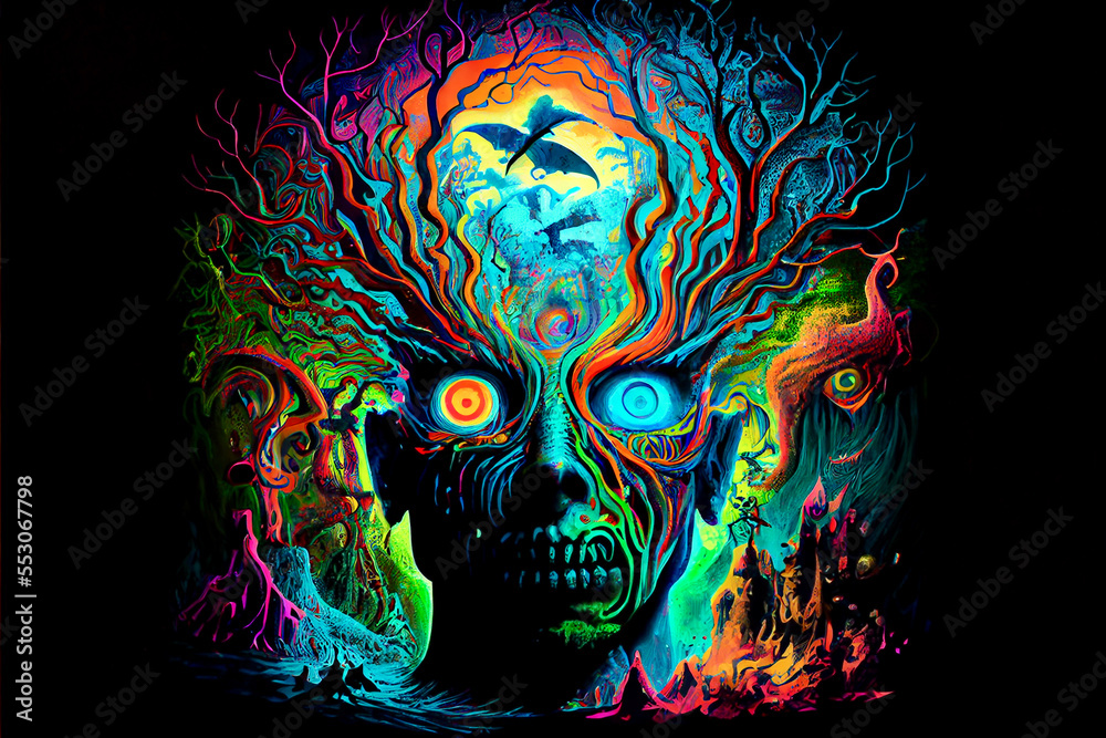 Generative AI render of psychedelic, abstract wallpaper ilustración de ...