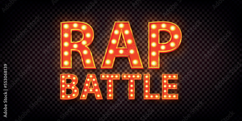 Vector realistic isolated neon marquee sign of Rap Battle on the ...