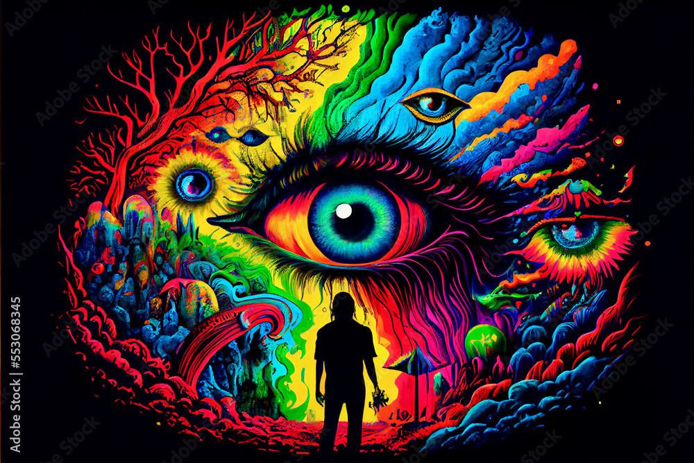 Generative AI render of psychedelic, abstract wallpaper Stock ...