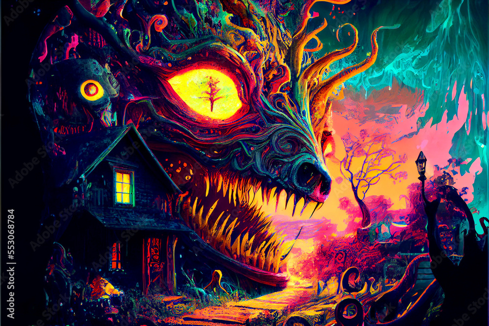 Generative AI render of psychedelic, abstract wallpaper Stock ...