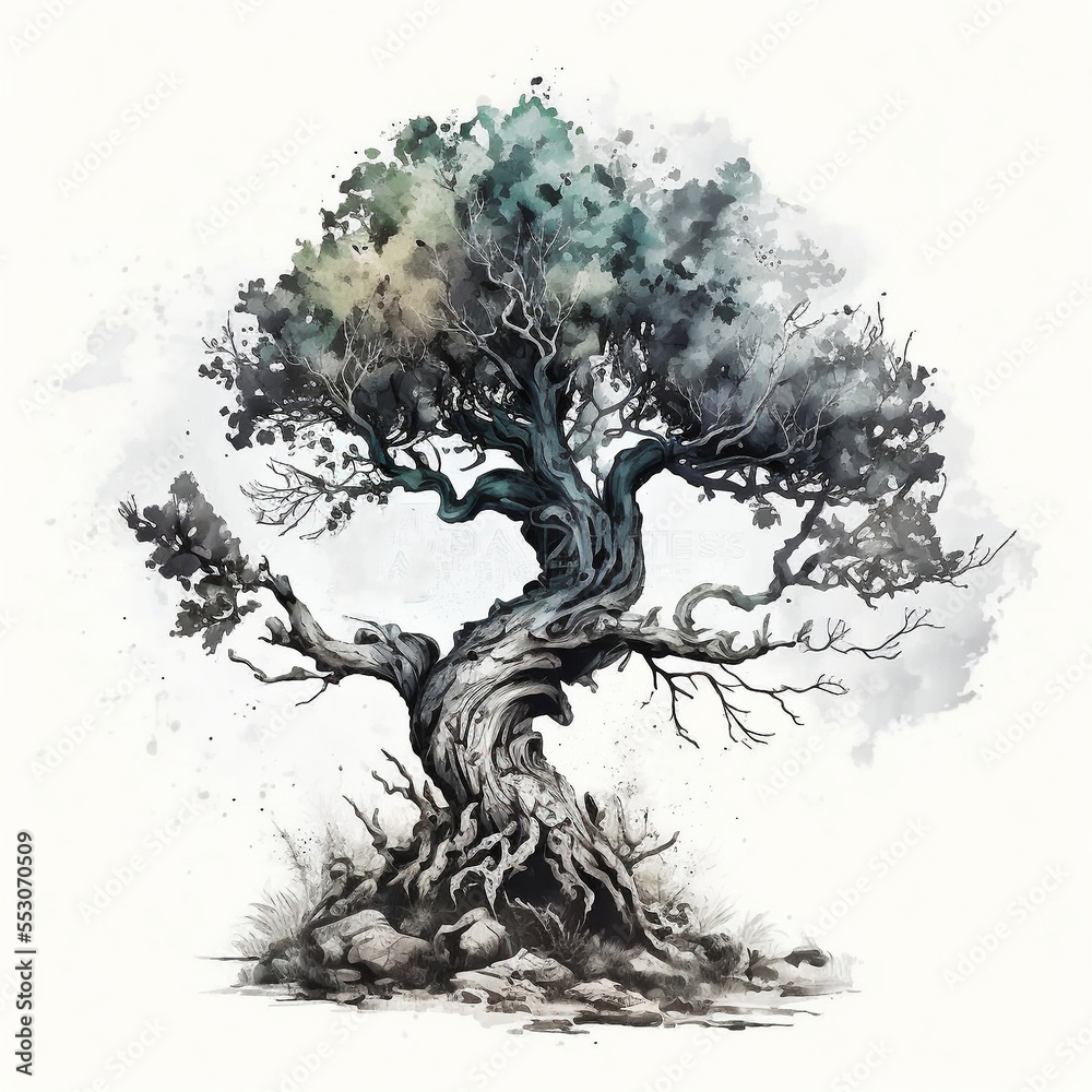 Gnarled Tree Drawing