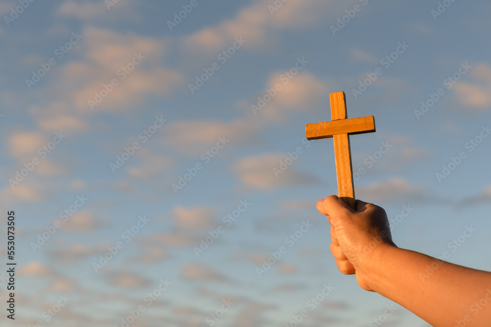 Silhouette of woman hand praying spirituality and religion, female ...