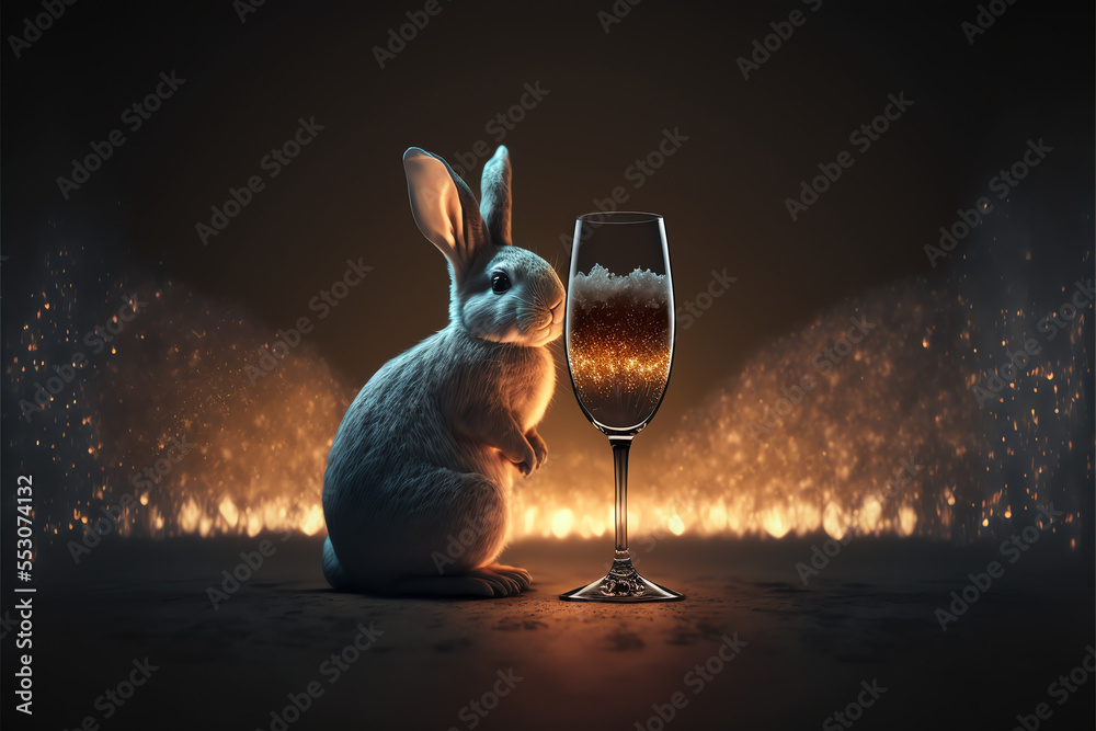 Happy Easter Bunny Drinking