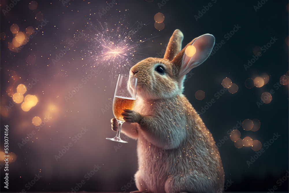 Happy Easter Bunny Drinking