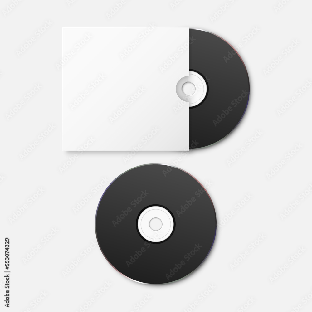 Vektorová grafika „Vector 3d Realistic Black CD, DVD with Square Paper ...