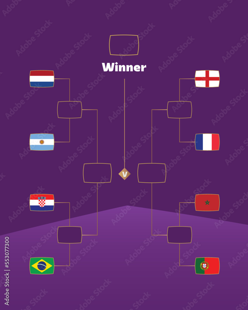 Road to Finale. World Cup 2022 final Brackets. Knockout Stage. Vector ...