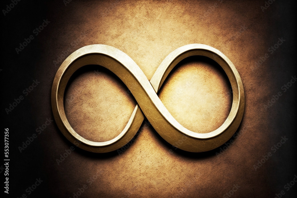 infinity symbol from mathematics, graphic, bold flat lay on textured ...