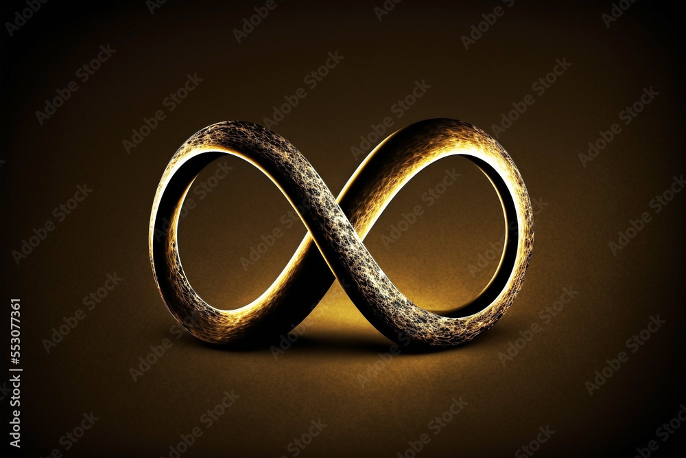 Standing infinity symbol render against a dark background with ...