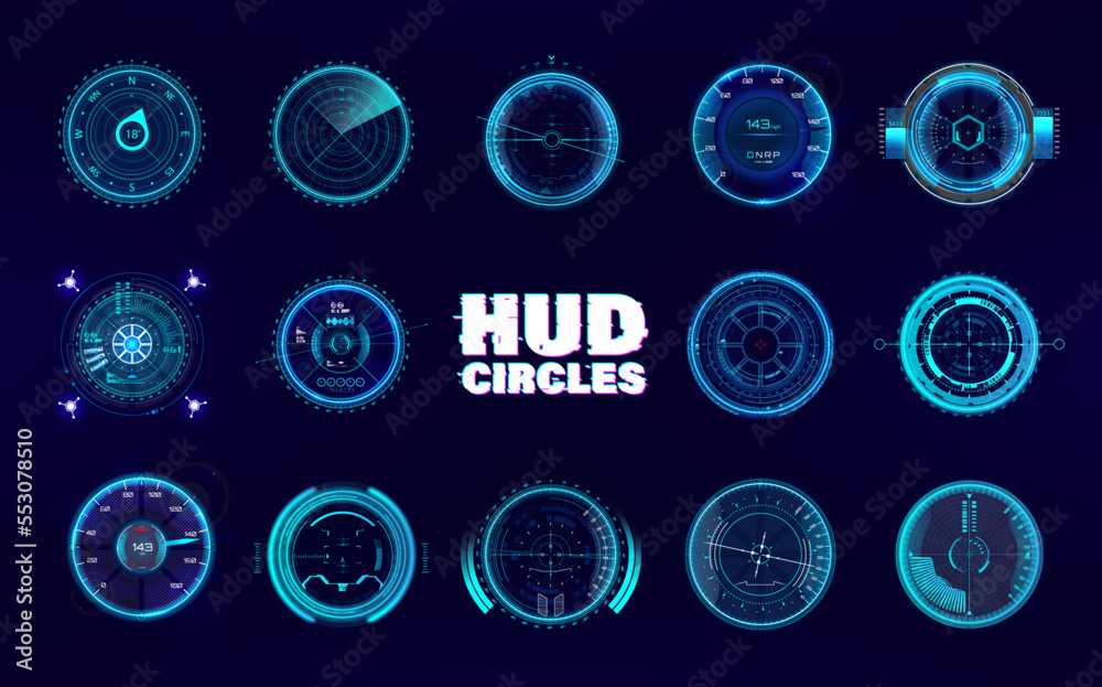Circle HUD Military holograms, crosshairs, sniper or collimator sight ...