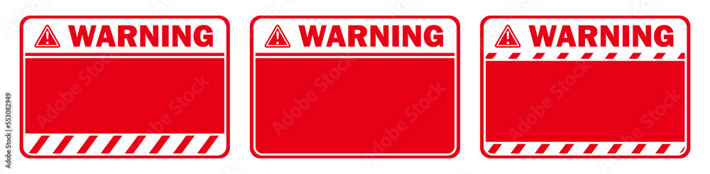 warning caution red white sign text space area message box sticker ...