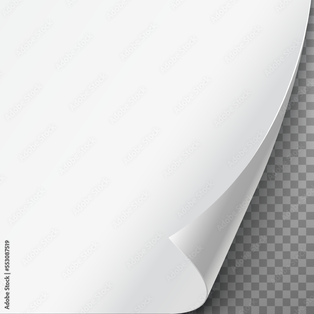 3d realistic vector illustration. Curled paper corner. Stock Vector ...