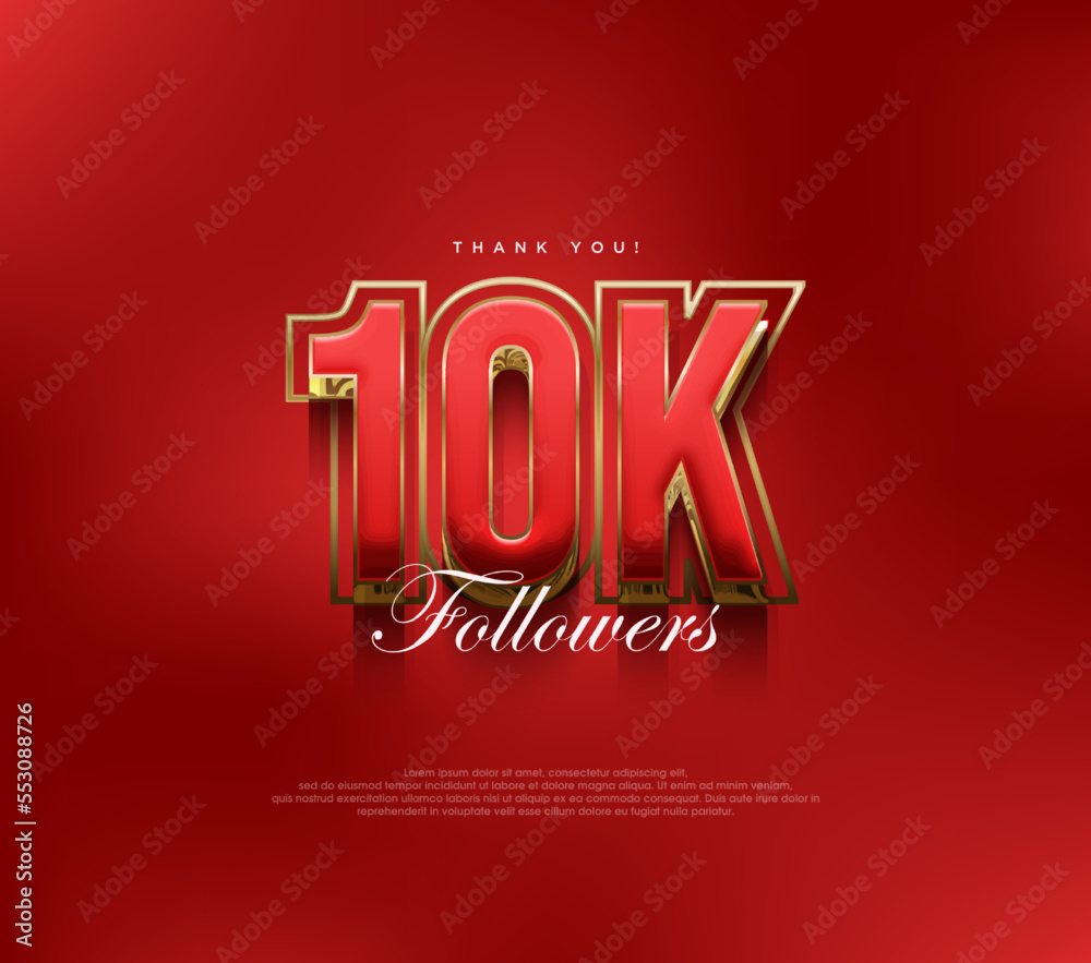 Thank you 10K followers greetings, bold and strong red design for ...