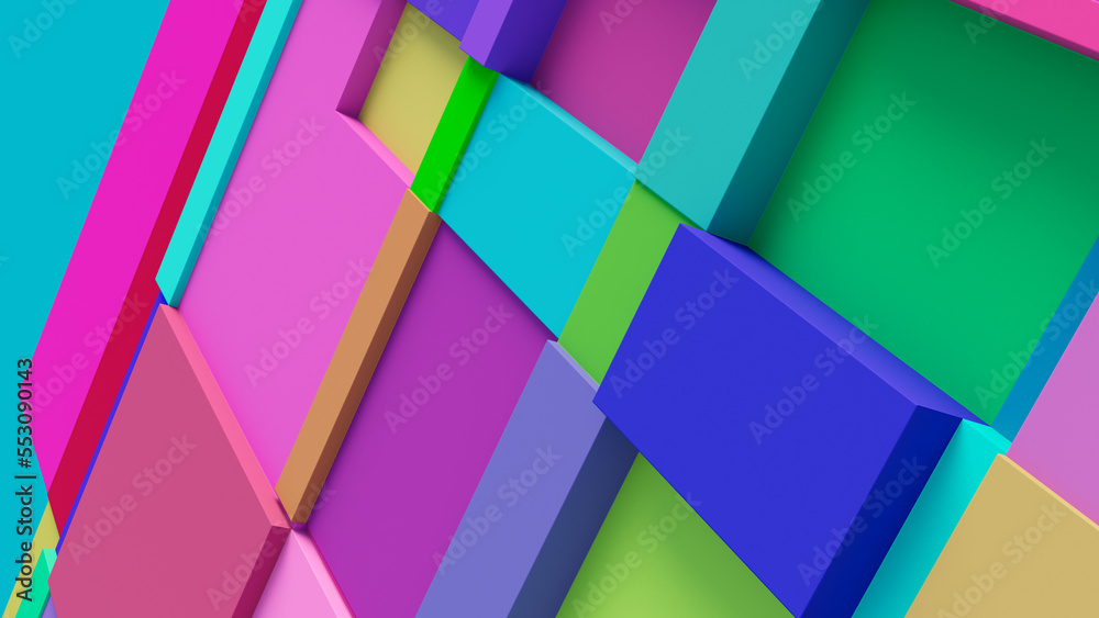 Multicolored, Tech Background with a Geometric 3D Structure. Bright ...