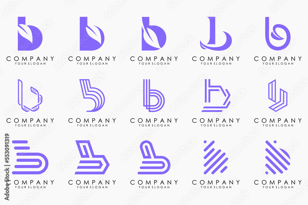 Set of creative letter b logo vector design bundle inspiration. Stock ...