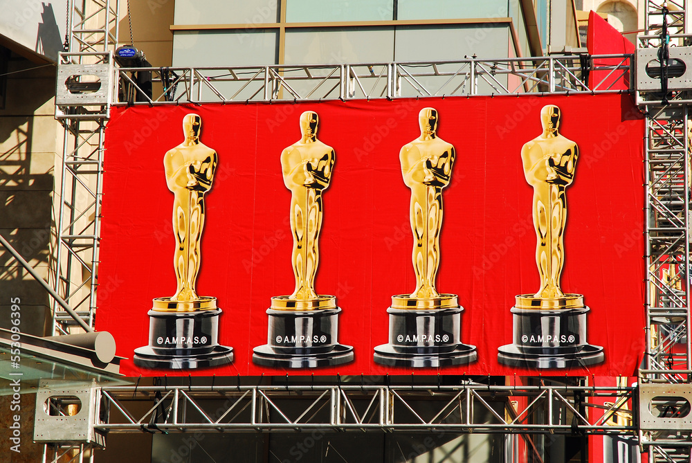 A banner with Oscars hangs over Hollywood Boulevard during the Academy ...