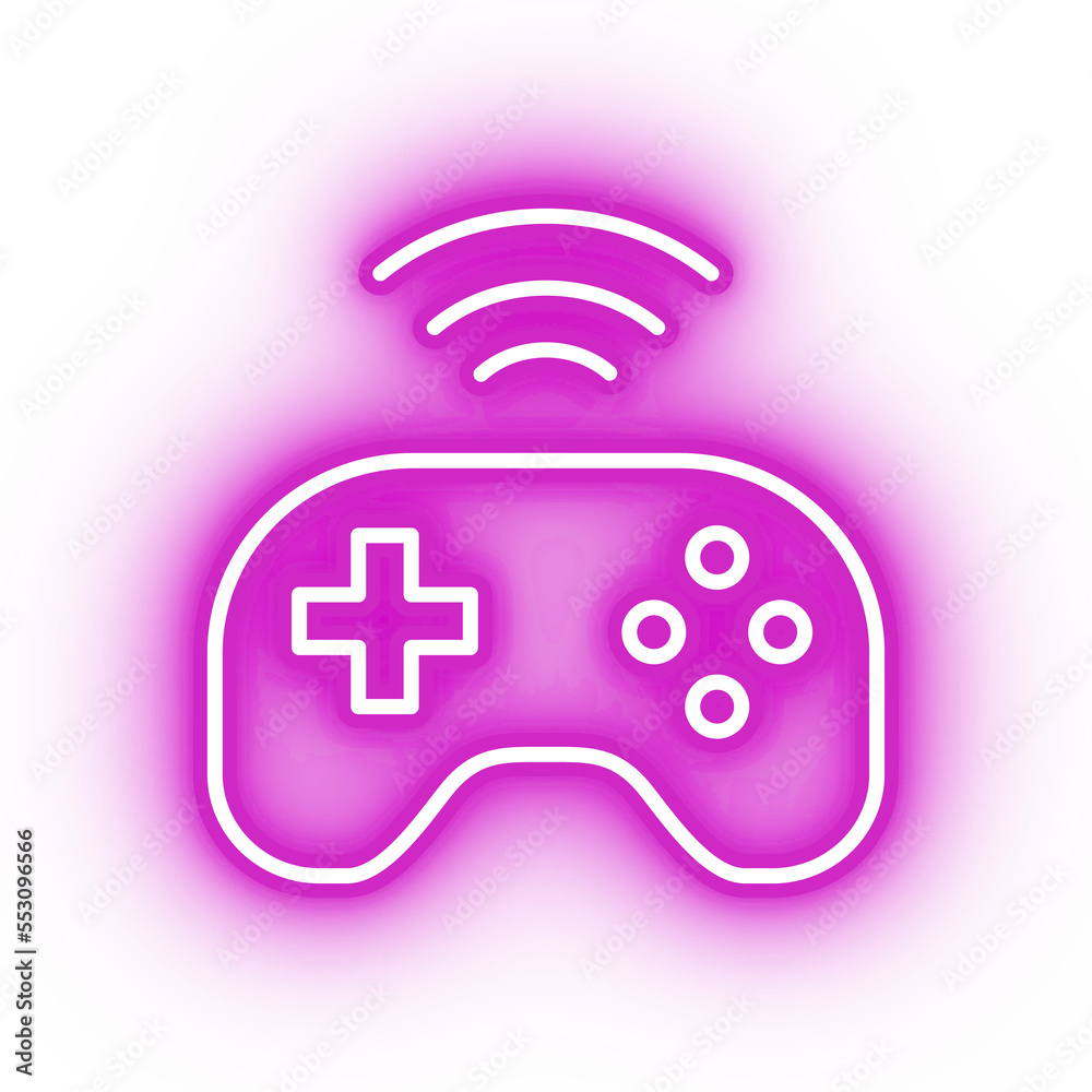 Neon pink game controller icon, bluetooth console controller on ...