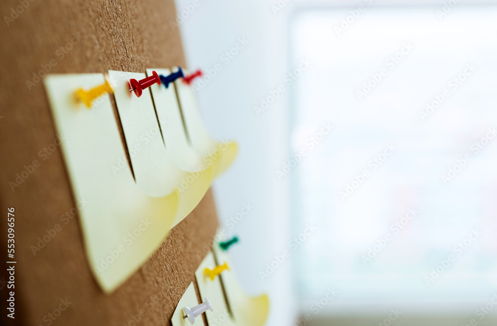 Group of sticky notes on wall office Stock Photo | Adobe Stock