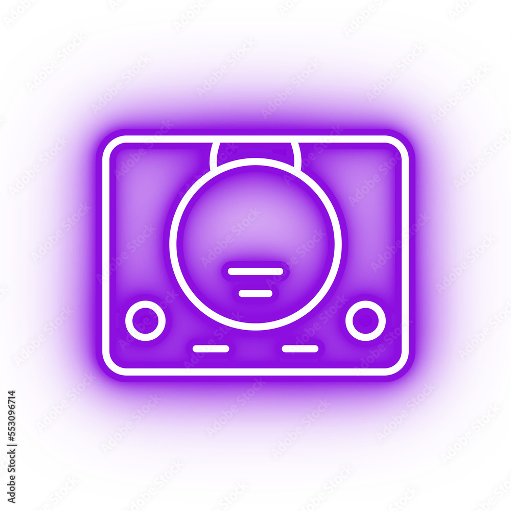 Neon purple console icon, gaming console on transparent background ...